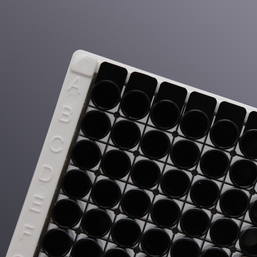 96-well detachable microtiter plate, black plate with black background ...