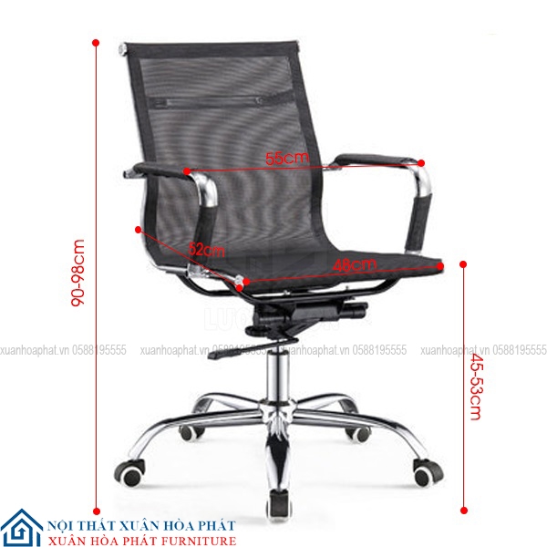 Ghế Chân Xoay Lưng Đệm Lưới Gx205