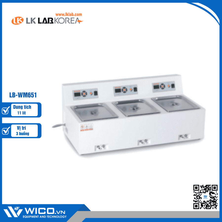 Bể cách thủy 3 Buồng x 11 Lít LK Lab Korea LB-WM651 | Wico Việt Nam