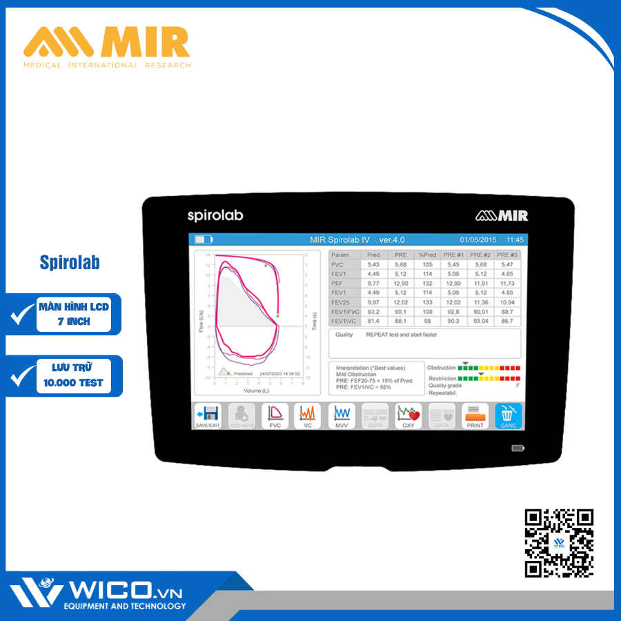 Máy Đo Chức Năng Hô Hấp MIR - Italy Spirolab | Wico Việt Nam