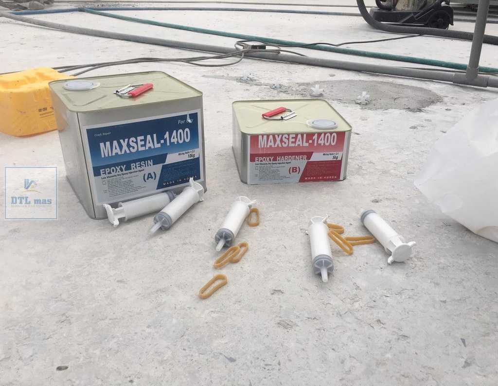 MaxSeal 1400 - Bộ 1kg - Keo Epoxy bơm sửa chữa khe nứt, hàn gắn kết cấu ...