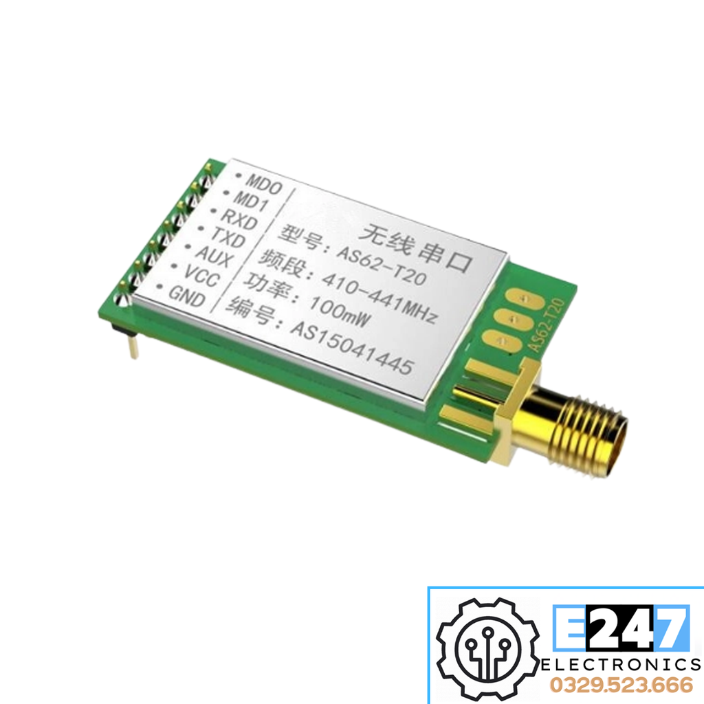 MODULE THU PHÁT RF LORA SX1278 433MHZ UART 3KM (AS62-T20)