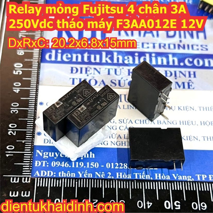 F3AA012E F3AA024E Relay Rơle mỏng F.T Fujitsu 4 chân 3A 250Vdc tháo máy F3AA012 12V F3AA024 24V ...