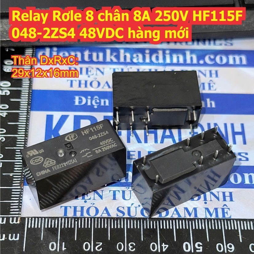 Relay Rơle 8 chân 8A 250V HF115F 048-2ZS4 48VDC hàng tháo máy kde1113