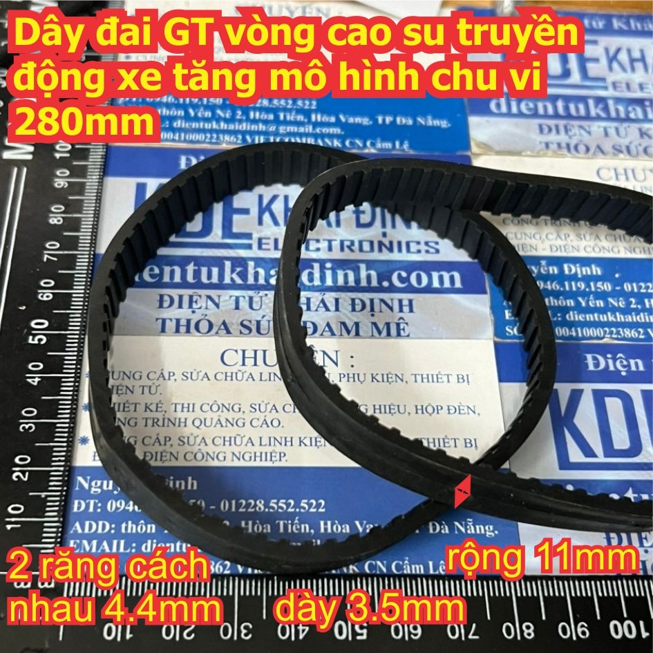 Dây đai GT vòng cao su truyền động xe tăng mô hình chu vi 280mm kde9690