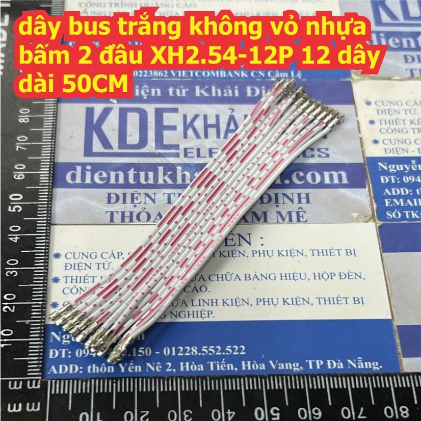Tấm Dây bus trắng không vỏ nhựa, bấm 2 đầu XH2.54 2.54mm 12P 12 dây dài 10cm 50cm kde0448