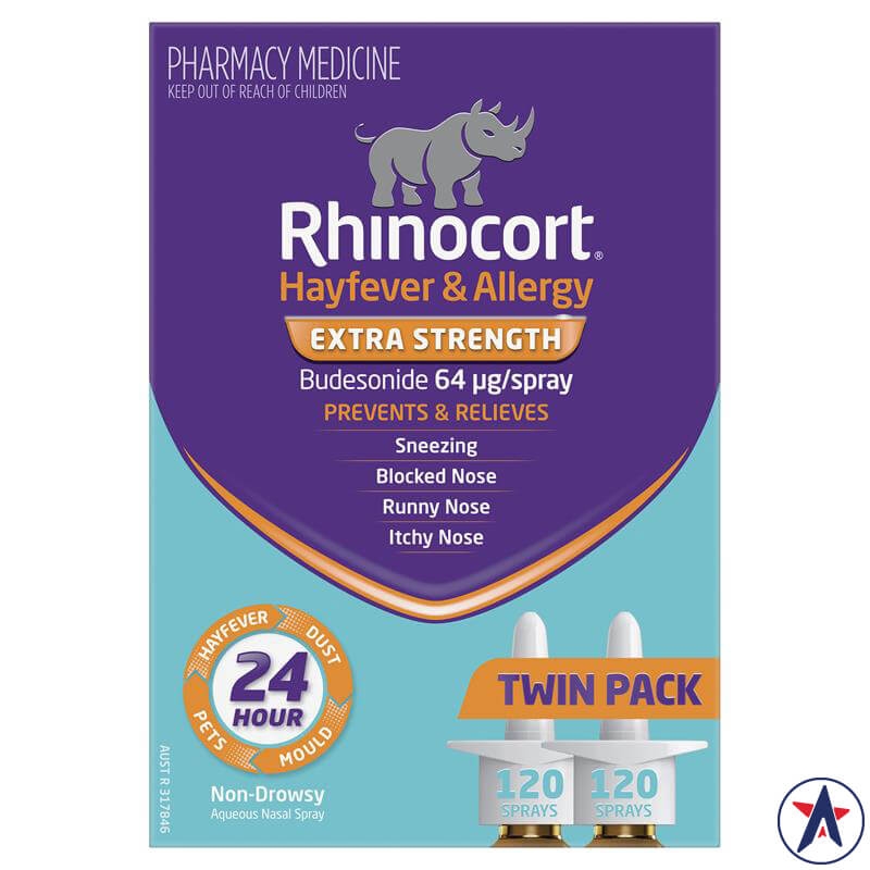 Rhinocort Extra Strength Hayfever Antihistamine & Allergy Nasal Rhinitis Spray 120 sprays x 2 ...