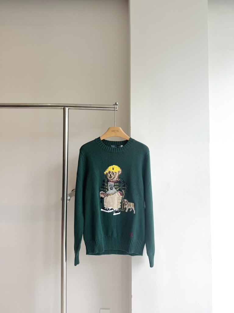 Áo len RALPH LAUREN xanh cổ vịt mũ vàng Metis Casual