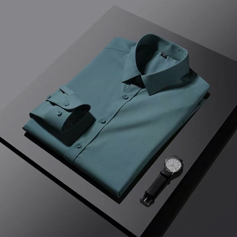 Mã A531: Áo Sơ Mi Tay Dài Luo Meng Nam Công Sở Màu Trơn Chốn