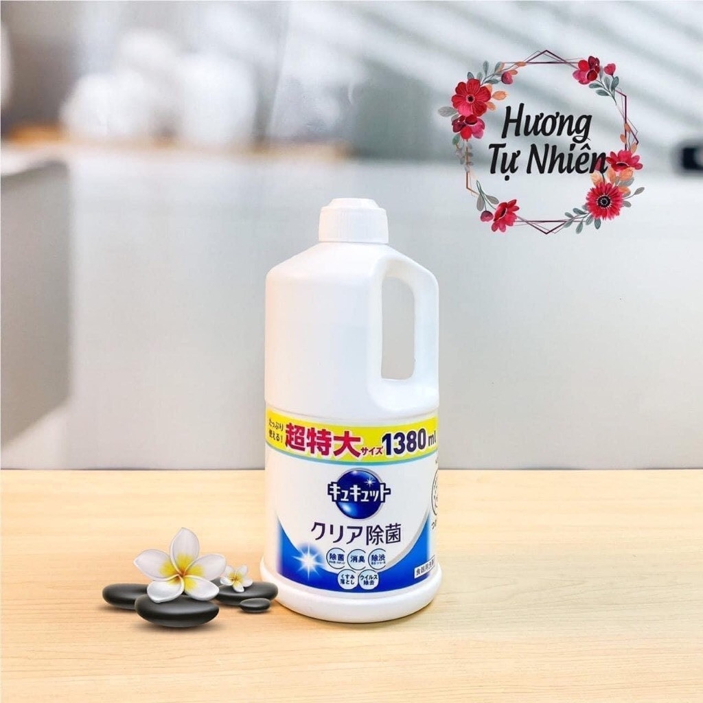 Nước rửa chén Kao 1380mL Chống khuẩn, virus, khử mùi tanh_nội địa nhật