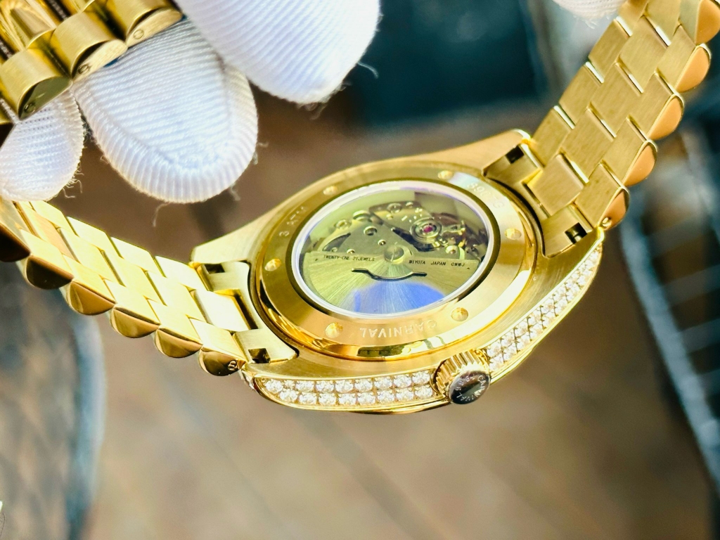 CARNIVAL 1986 AUTOMATIC DAYDATE FULL GOLD 8907G-VV-V | ĐỒNG HỒ CHÍNH HÃNG