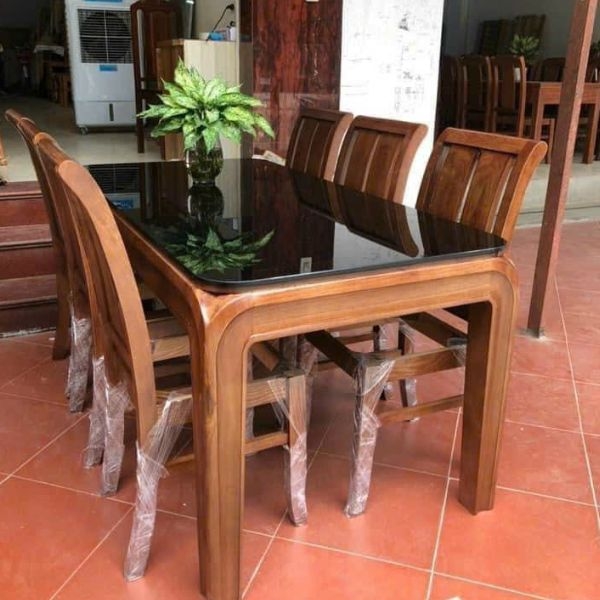 Bàn Ăn Gỗ Sồi Mặt Đá 6 Ghế VIP05