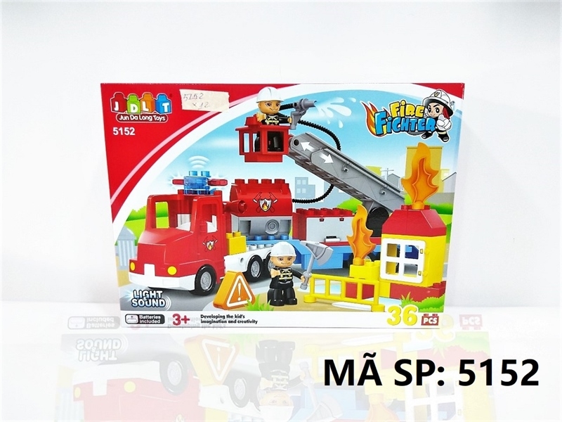 5152 HỘP LOGO RÁP XE CỨU HỎA PIN NÚT ĐÈN 36 MIẾNG Fire Fichter