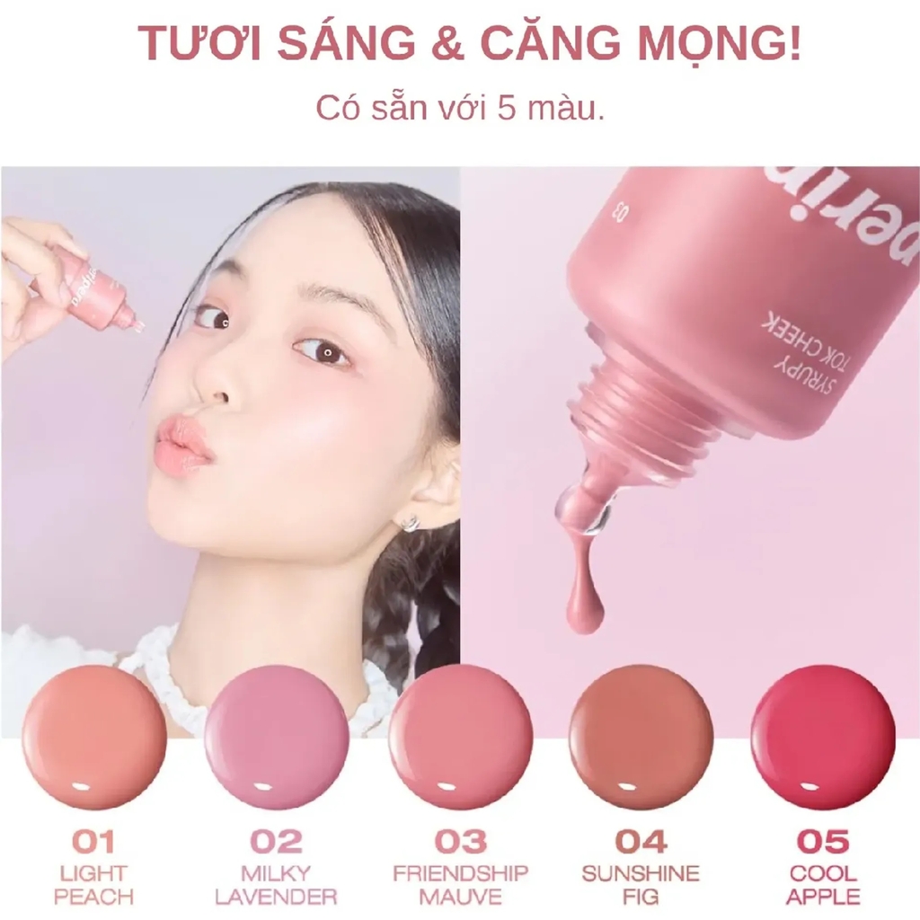 Má Hồng Kem Peripera Syrupy Tok Cheek Mịn Bóng 9g