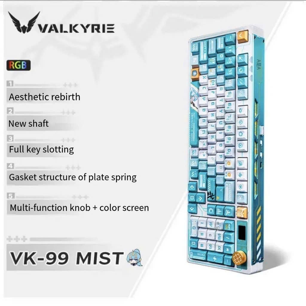 [Anime] Bàn Phím Cơ Fullsize Valkyrie VK99 | Màn hình LCD | 3mode | Núm ...