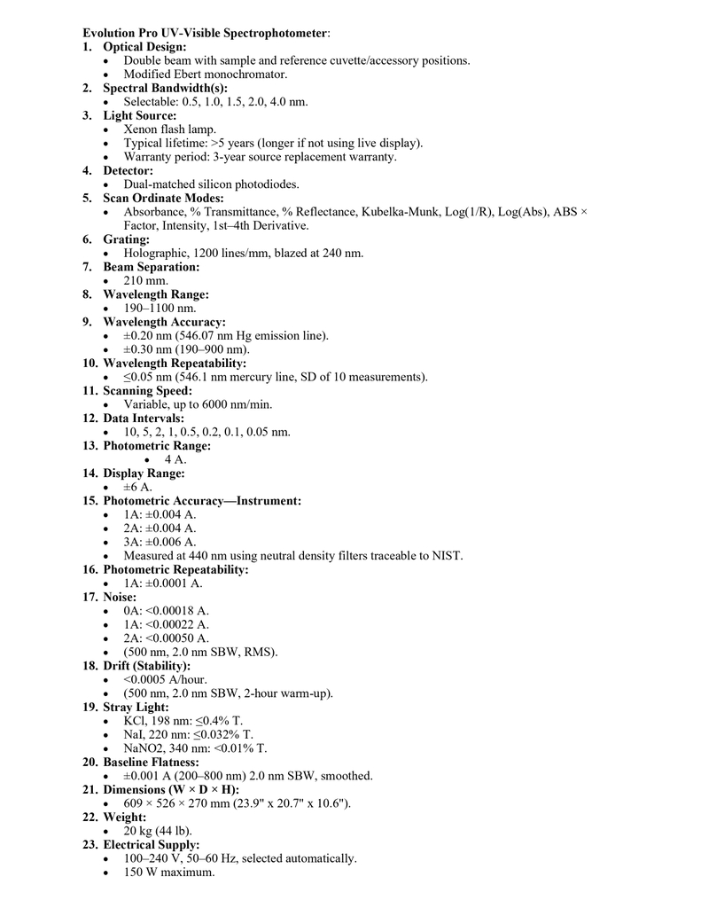 Máy quang phổ Evolution Pro UV-Visible; Model: Evolution Pro, Hãng sản ...