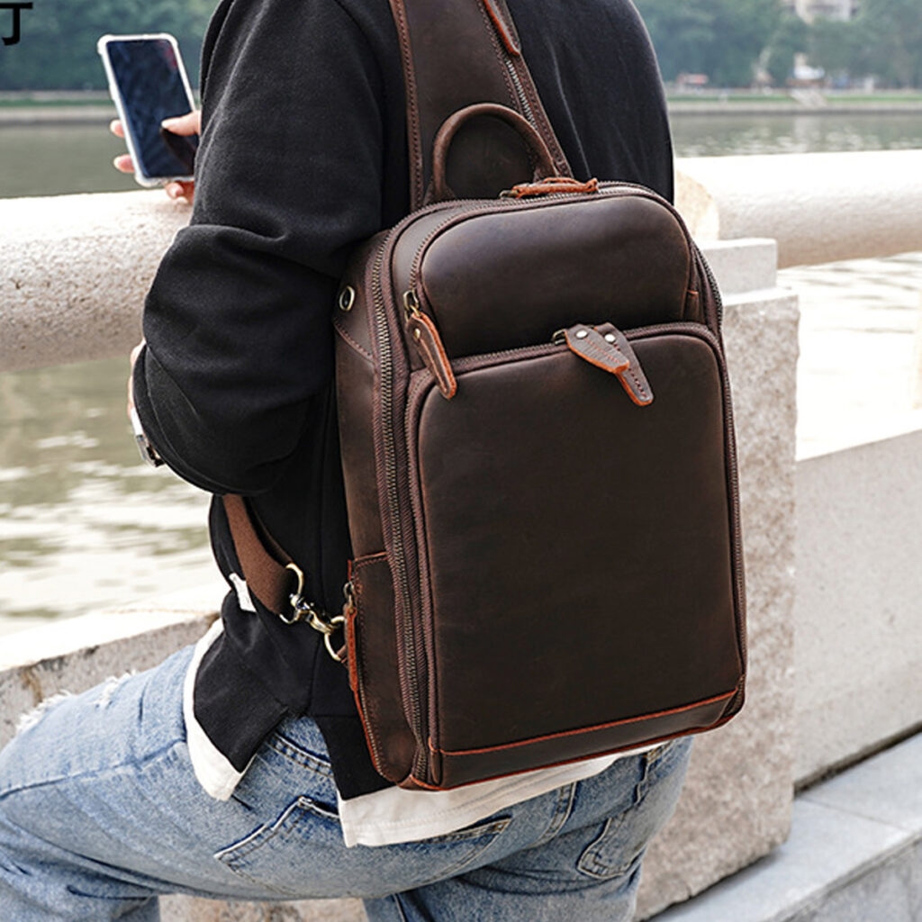 Túi đeo vai nam da bò thật 5123