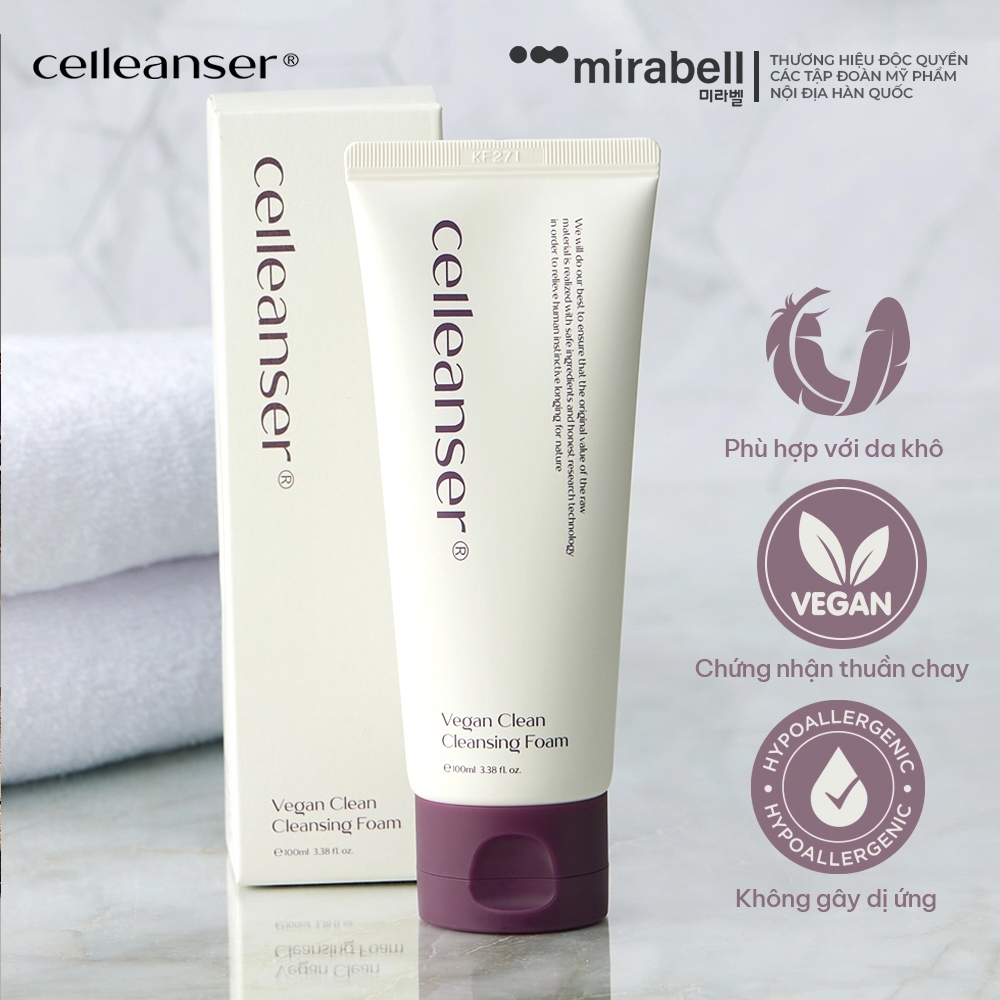 Sữa rửa mặt Celleanser Vegan Clean Cleansing Foam