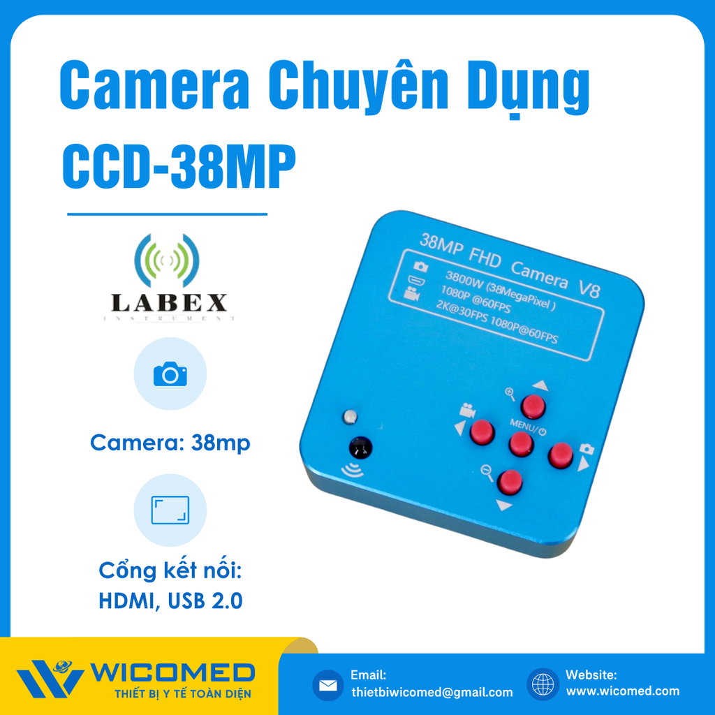 Camera Chuyên Dụng Cho Kính Hiển Vi CCD-38MP | WICOMED - Thiết Bị Y Tế Toàn Diện