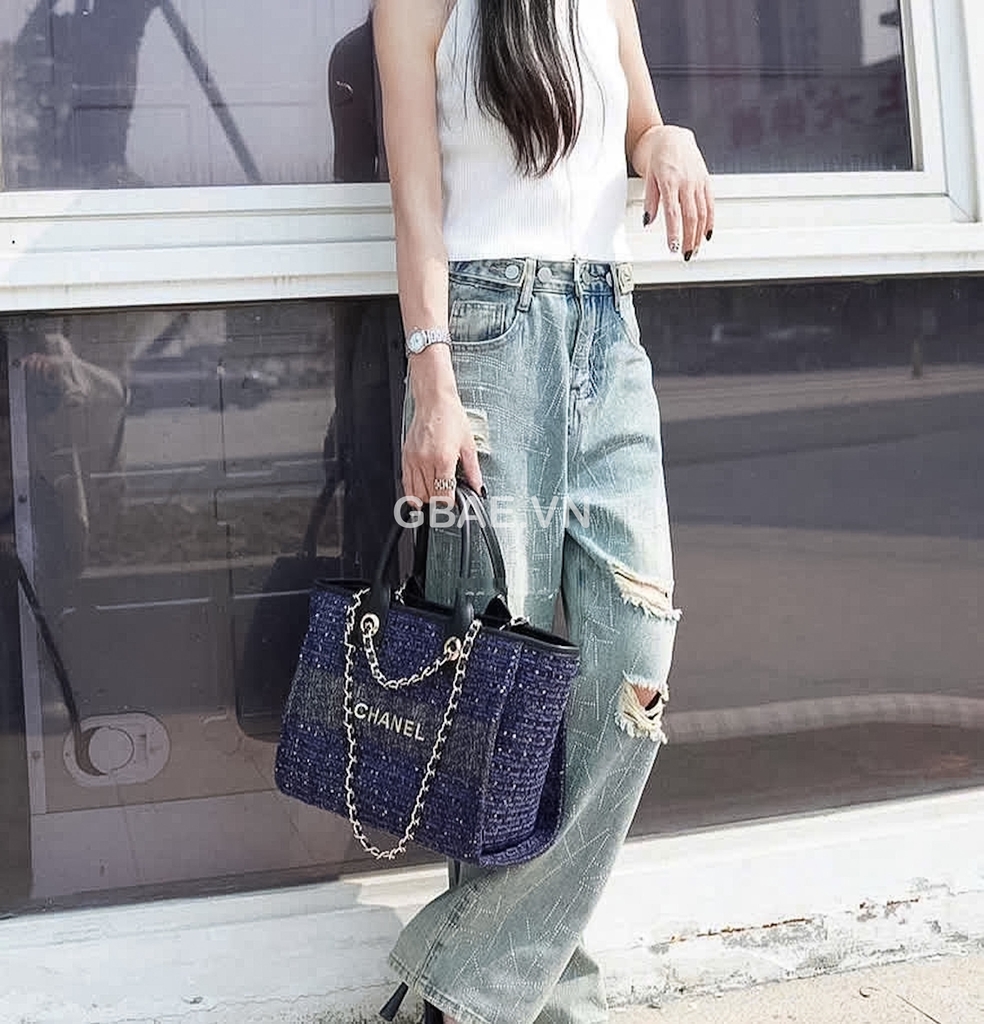 Túi Tote CHANEL Custom - Chanel Deauville Tote Bag Vải Tweed 2026 ...