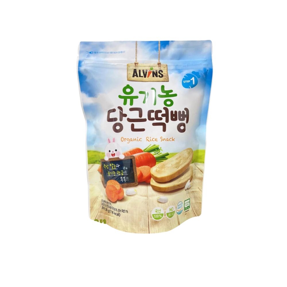 Bánh gạo ăn dặm hữu cơ cho bé vị cà rốt Alvins 30g