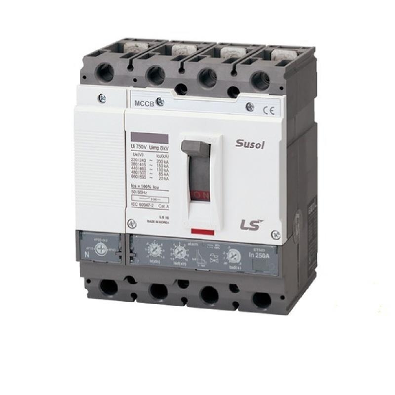 Cầu Dao Điện Susol (MCCB – Aptomat) 4 Cực FMU, Loại Chỉnh Dòng Nhiệt 0.8~1 × In, Dòng Từ Cố Định ...