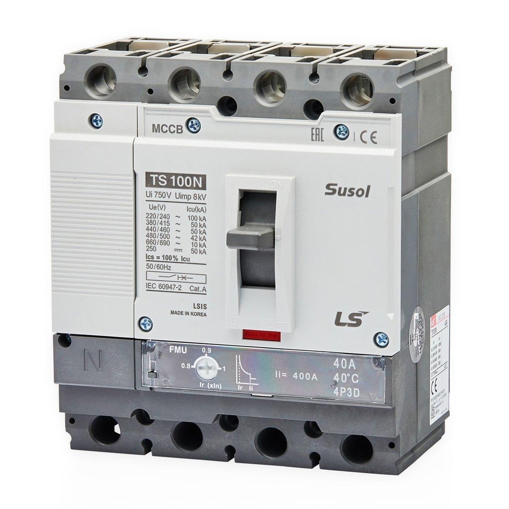Cầu Dao Điện Susol (MCCB – Aptomat) 4 Cực ETS, Loại Chỉnh Dòng Bằng Relay Điện Tử 13 Bước Từ 0.4 ...