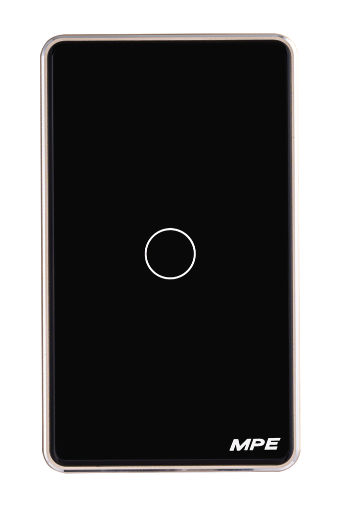 Mặt 1 Công Tắc Màu Đen Viền Vàng, Điều Khiển WiFi MPE SWB1/SC, 120×72× ...