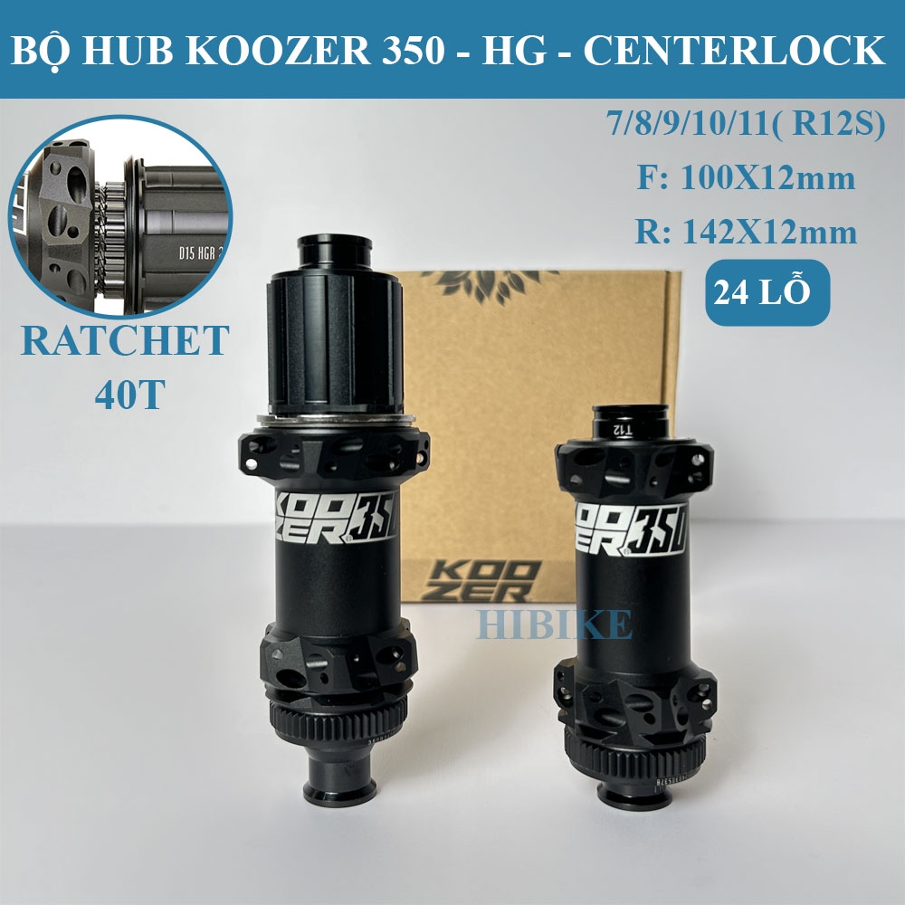 Bộ Hub KOOZER 350 Ratchet 40T 24 Lỗ - Phanh Đĩa Centerlock - Tăm Thẳng