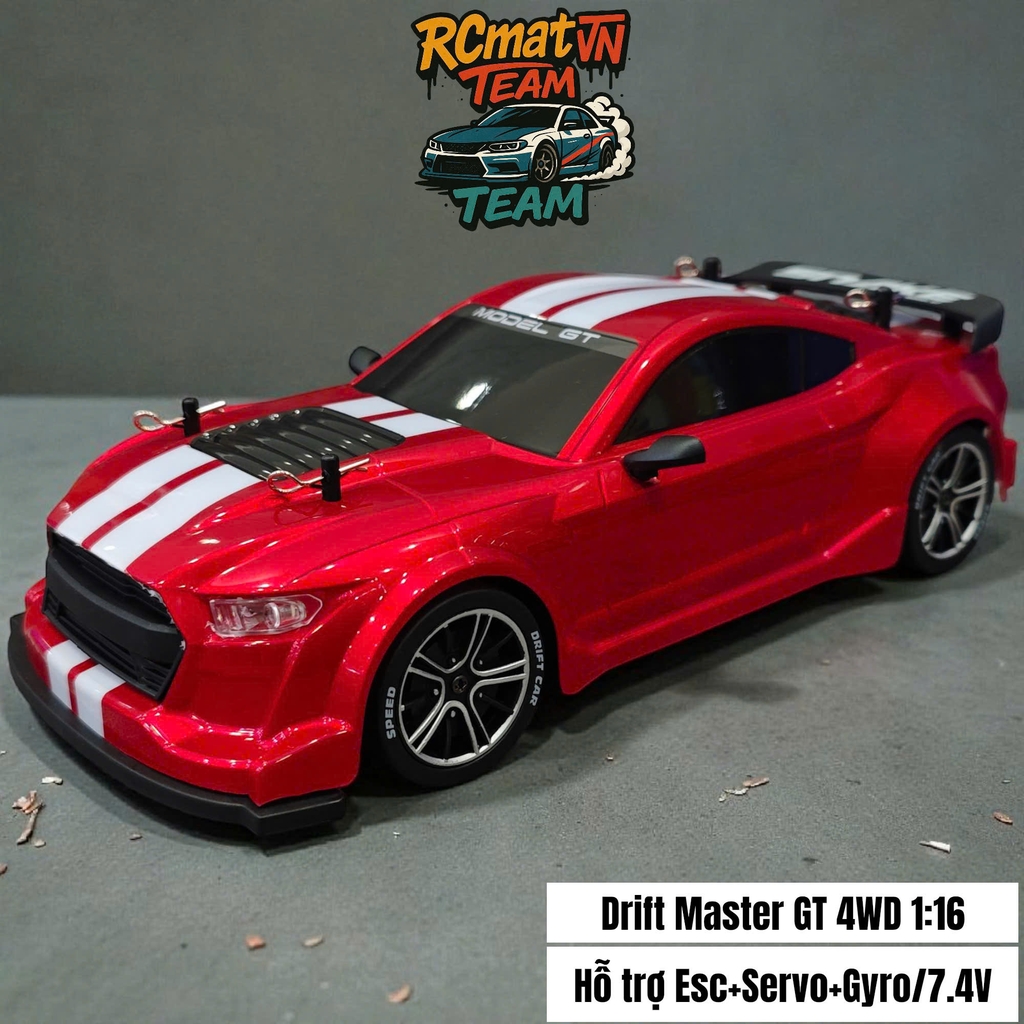 Xe RC Drift Điều Khiển 1/16 4WD Có Gyro Servo, Pin 7.4V, PVC Chống Va ...