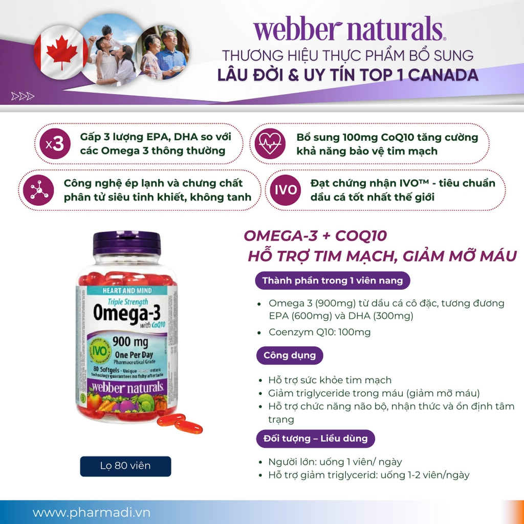 Omega 3 Triple Strength CoQ10 Webber Naturals 80v