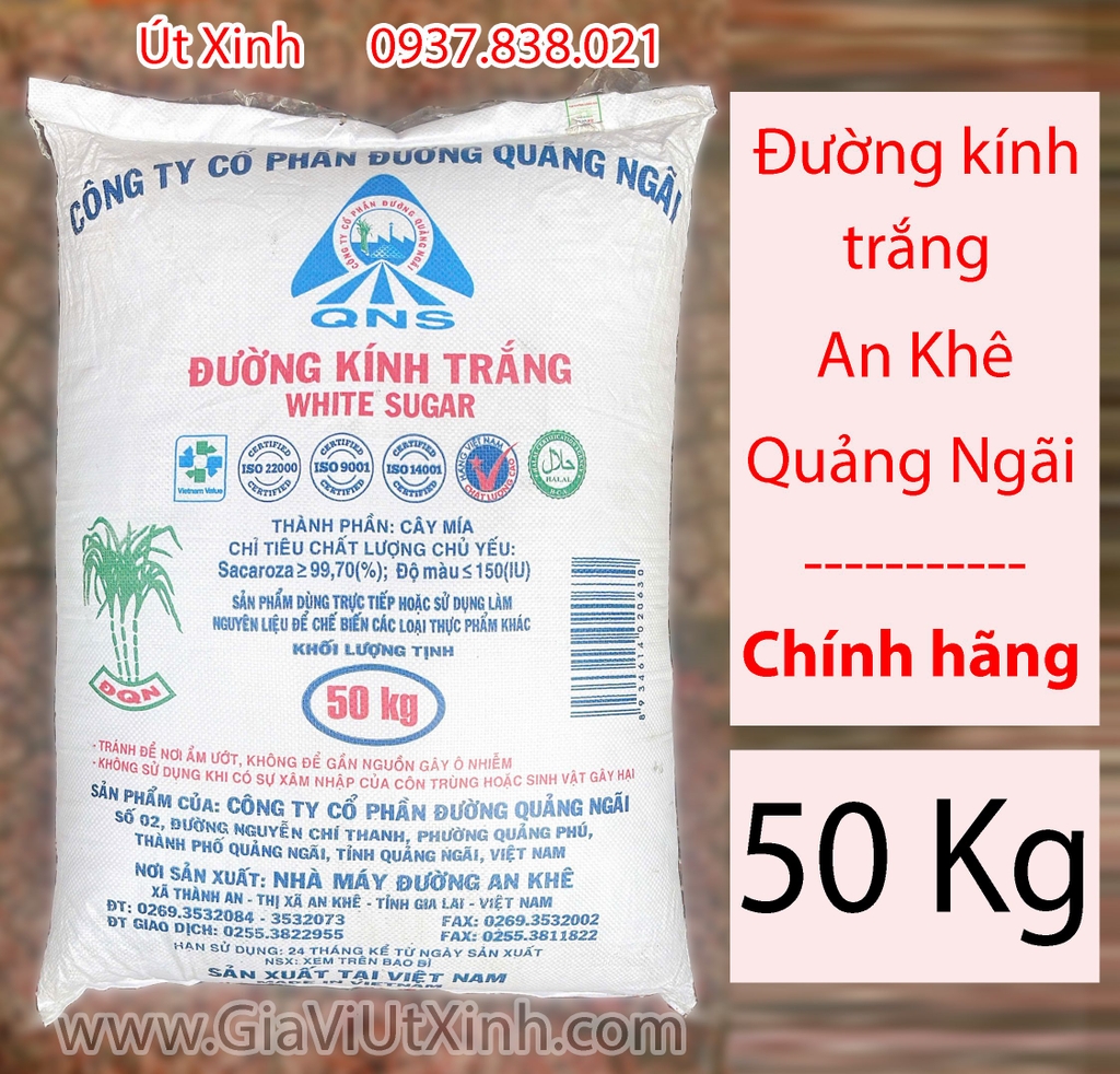 ĐƯỜNG KÍNH TRẮNG AN KHÊ QUẢNG NGÃI 50KG – ĐƯỜNG CÁT TRẮNG QNS NGUYÊN BAO