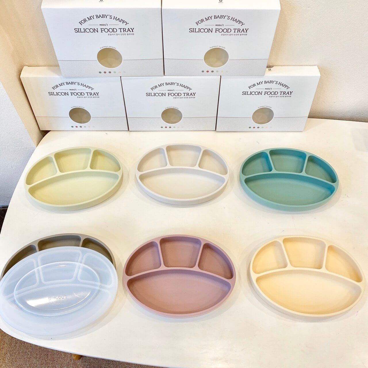 Khay ăn dặm Modui chia ngăn (Màu Pink, màu Beige, màu Butter, màu Mint ...