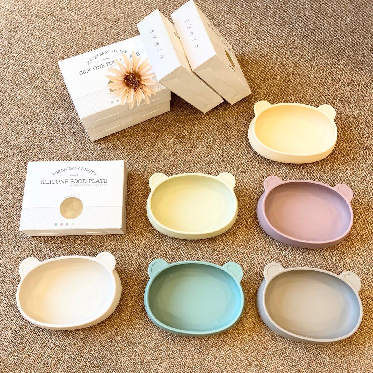 Khay ăn dặm Modui hình gấu (Màu Pink, màu Beige, màu Butter, màu Mint ...