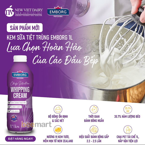 Whipping Cream Emborg 1L (35,7% fat)