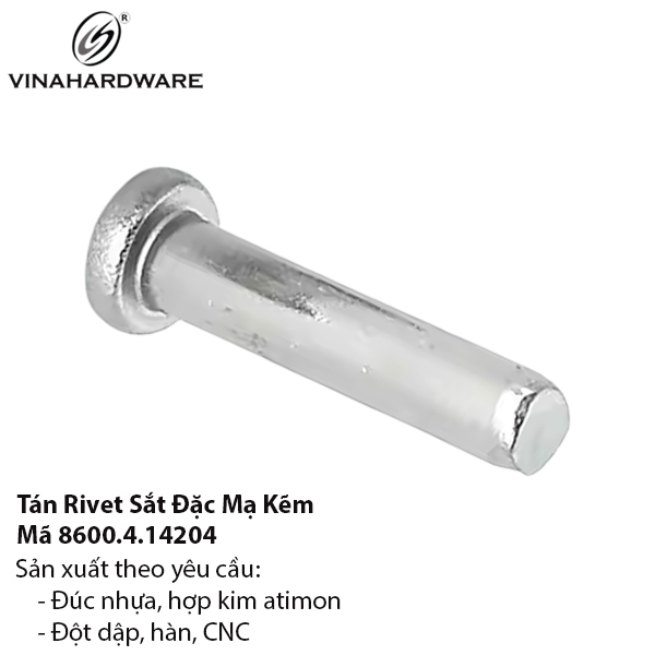 Tán Rivet Sắt Đặc Mạ Kẽm – Mã 8600.4.14204 | vinahardware