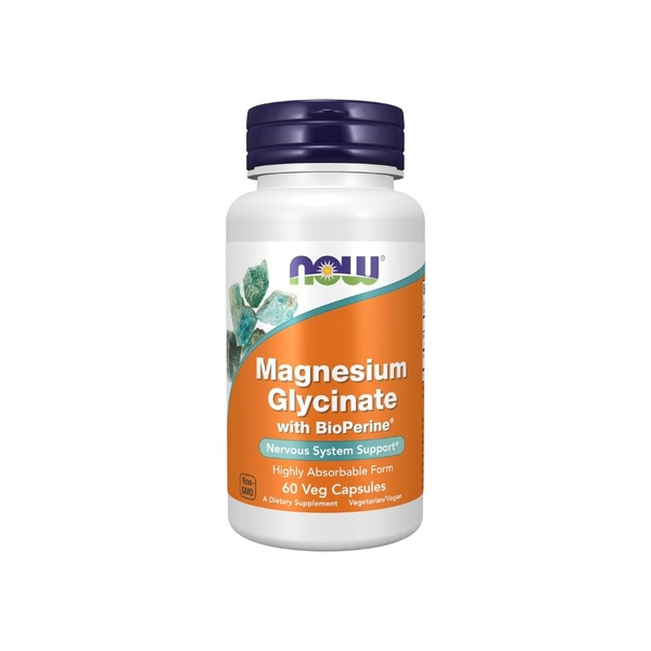 Now Magnesium Glycinate with BioPerine, 60 Veg Capsules