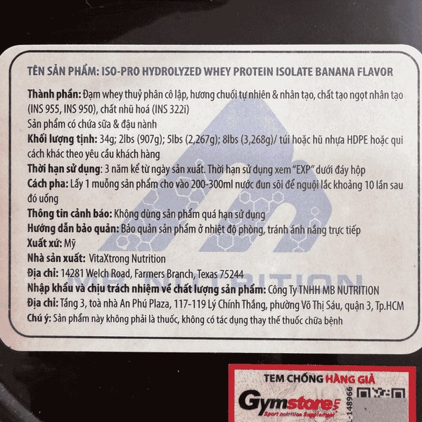 RSP ISOLEAN 5 Lbs - Hydrolyzed Whey Protein Isolate - Giá Tốt