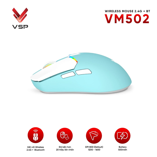 Chuột Không Dây Wireless kiêm Bluetooth siêu nhẹ VSP VM502 DPI 10000 ...