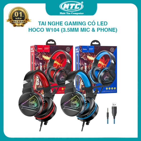 Tai nghe gaming Hoco W104 GAME led RGB - tích hợp mic và phone trên 1 ...