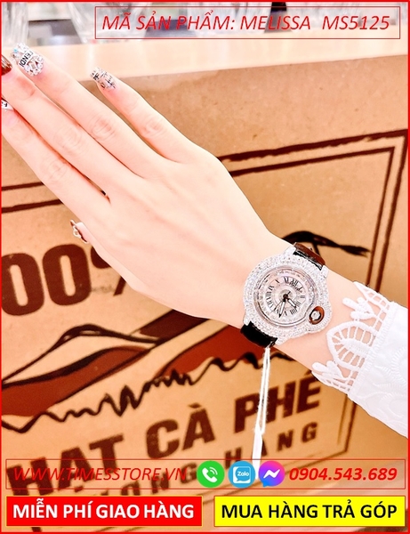 Wow Đẹp quá ️Đồng hồ Nữ Melissa Full Đá Pha Lê Dây Da