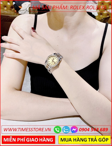 Wow Đẹp quá ️Đồng Hồ Nữ Rolex F1 Dây Demi Vàng Gold