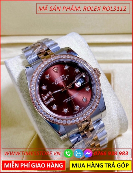 Wow Đẹp quá ️Đồng Hồ Nữ Rolex F1 Mặt Nâu Rose Gold