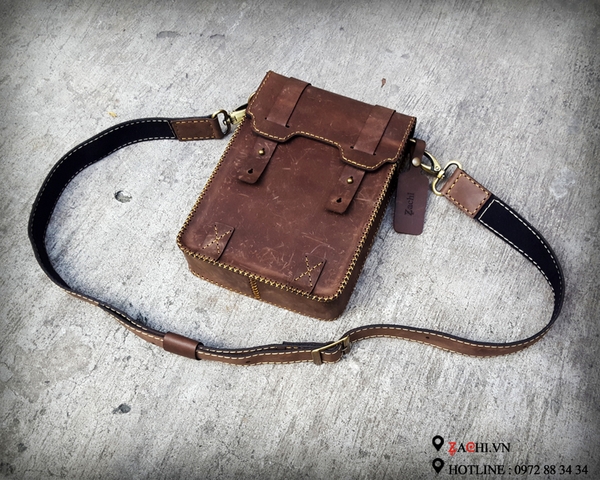 ZC14SN - Túi đeo chéo handmade đựng tablet 8 inch Zachi Handmade Leather