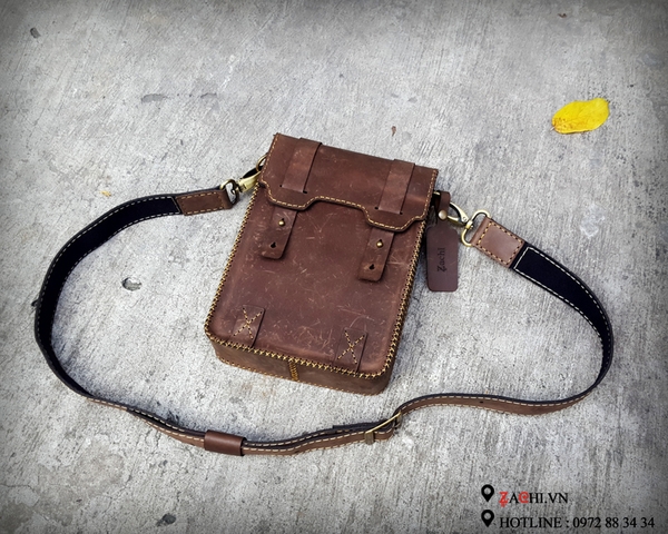 ZC14SN - Túi đeo chéo handmade đựng tablet 8 inch Zachi Handmade Leather