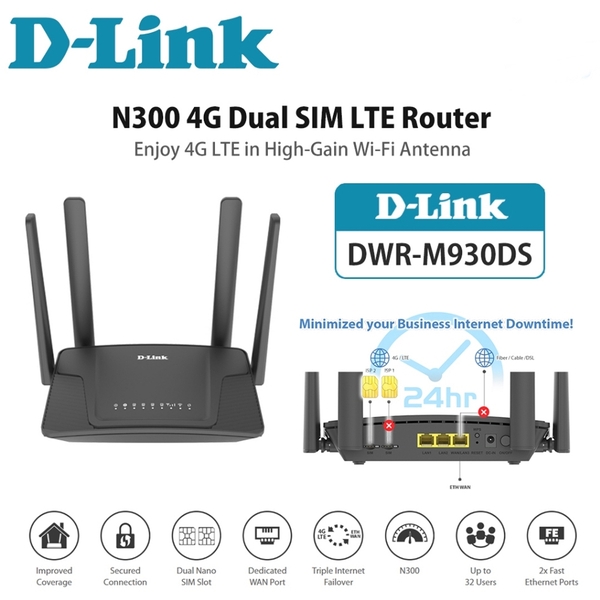 D-Link DWR-M930DS | Router WiFi 4G Hỗ Trợ 2 Khe Gắn Sim Tốc Độ 150Mbps ...