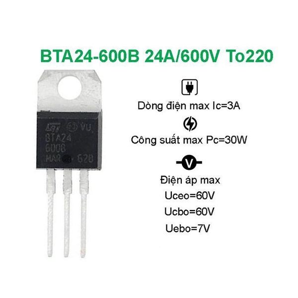 Triac BTA24 600B 24A 600V TO-220 | Giải Pháp Chung