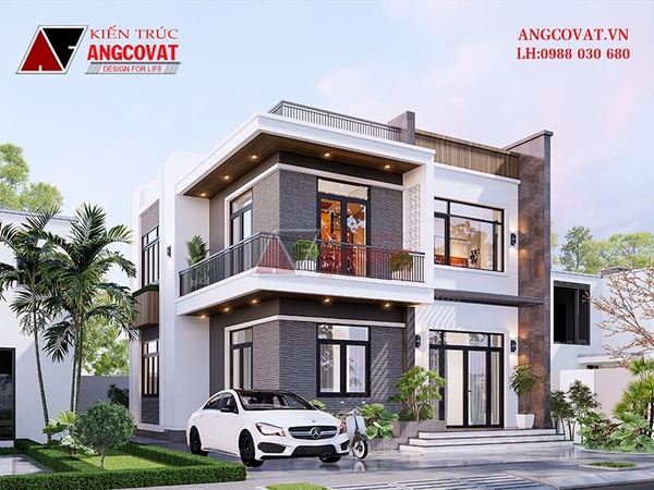 Chi tiết mẫu thiết kế nhà 2 tầng mái bằng 85m2 chi phí 1,2 tỷ đồng