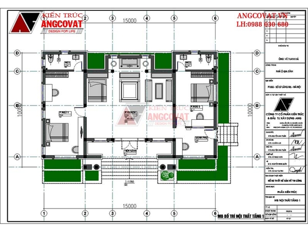 Thiết kế nhà cấp 4 có phòng thờ, 2 phòng ngủ diện tích 140m2 BT331056