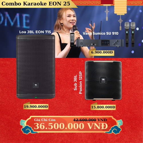 Dàn Loa JBL EON 715, Vang tích hợp Sumico SU 910, Sub JBL Pasion 12SP